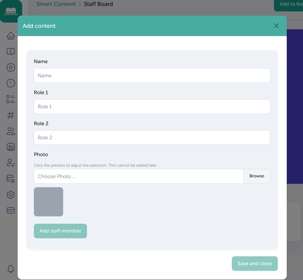 Adding a Staff Board